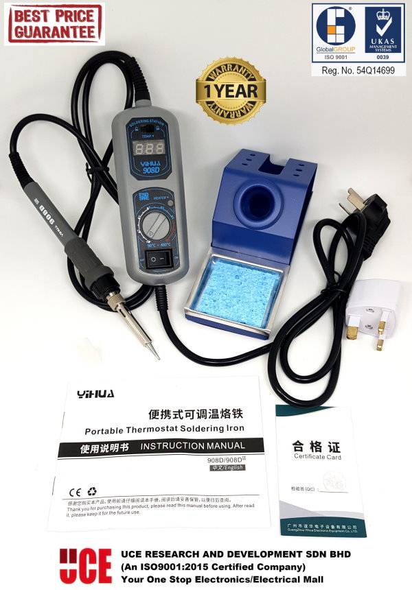 YIHUA 908D PORTABLE 60W ANTI-STATIC DIGITAL DISPLAY SOLDERING STATION SOLDERING IRON KIT