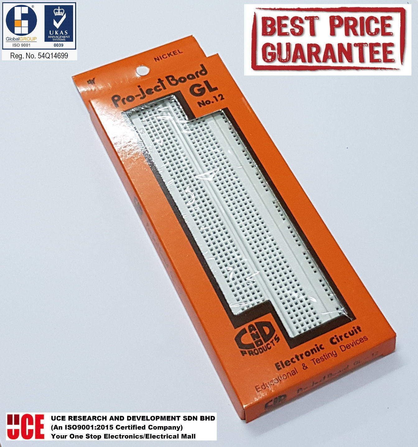 BREADBOARD SOLDERLESS BREADBOARD / PROJECT BOARD 840 TIE POINTS GL-12 ...